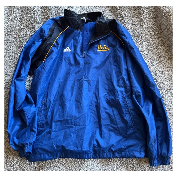 adidas | Jackets & Coats | Adidas Team Mens Large Vintage Blue Gold Ucla 4 Zip Windbreaker ...